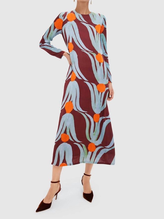 Oliphant | Dresses | Oliphant Maroon Maxi Dress With Orange And Pale ...
